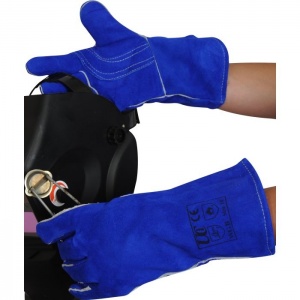 Premium Blue Welder Gauntlets WGB - SafetyGloves.co.uk